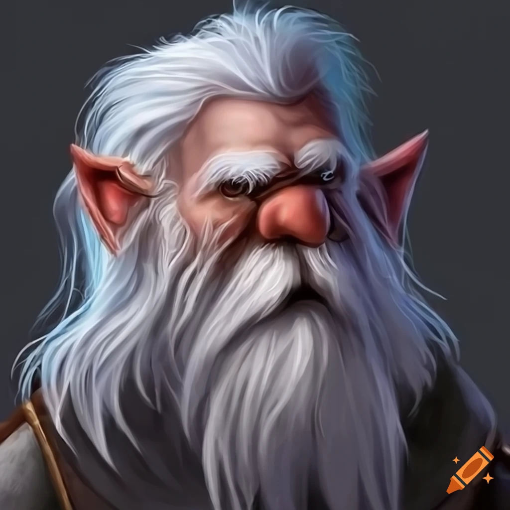 Old Gnome Wizard manipulating gravity with long beard and large nose on ...