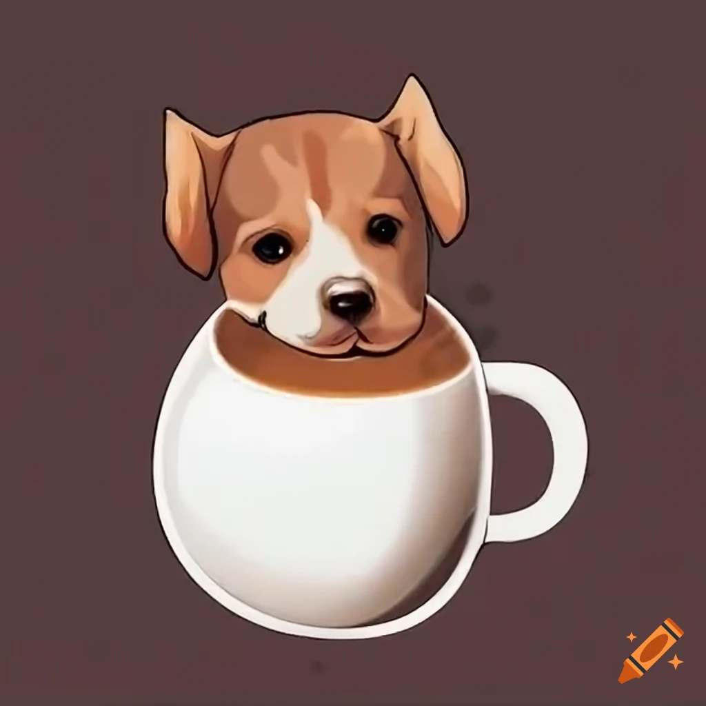 Logo of a puppy inside a coffee cup on Craiyon
