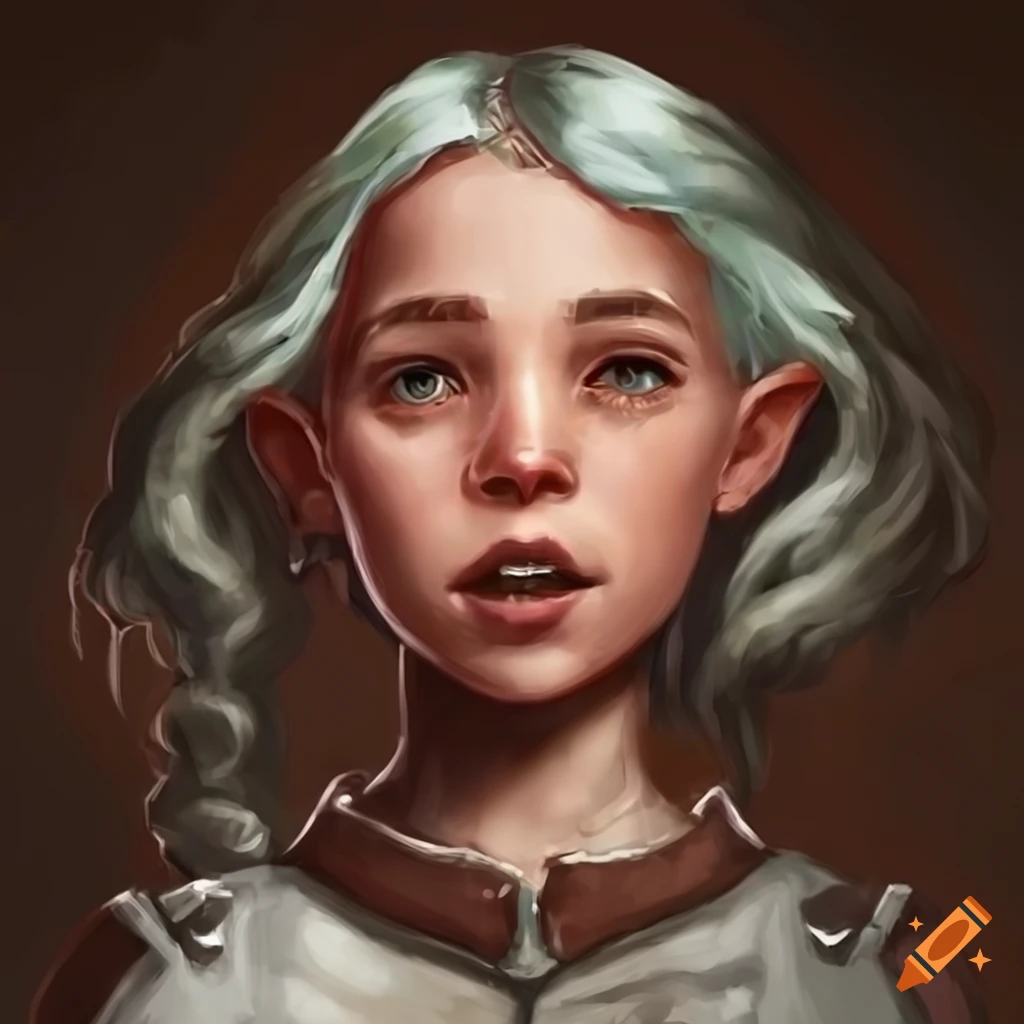 10-year-old human female character in dnd 5e style on Craiyon