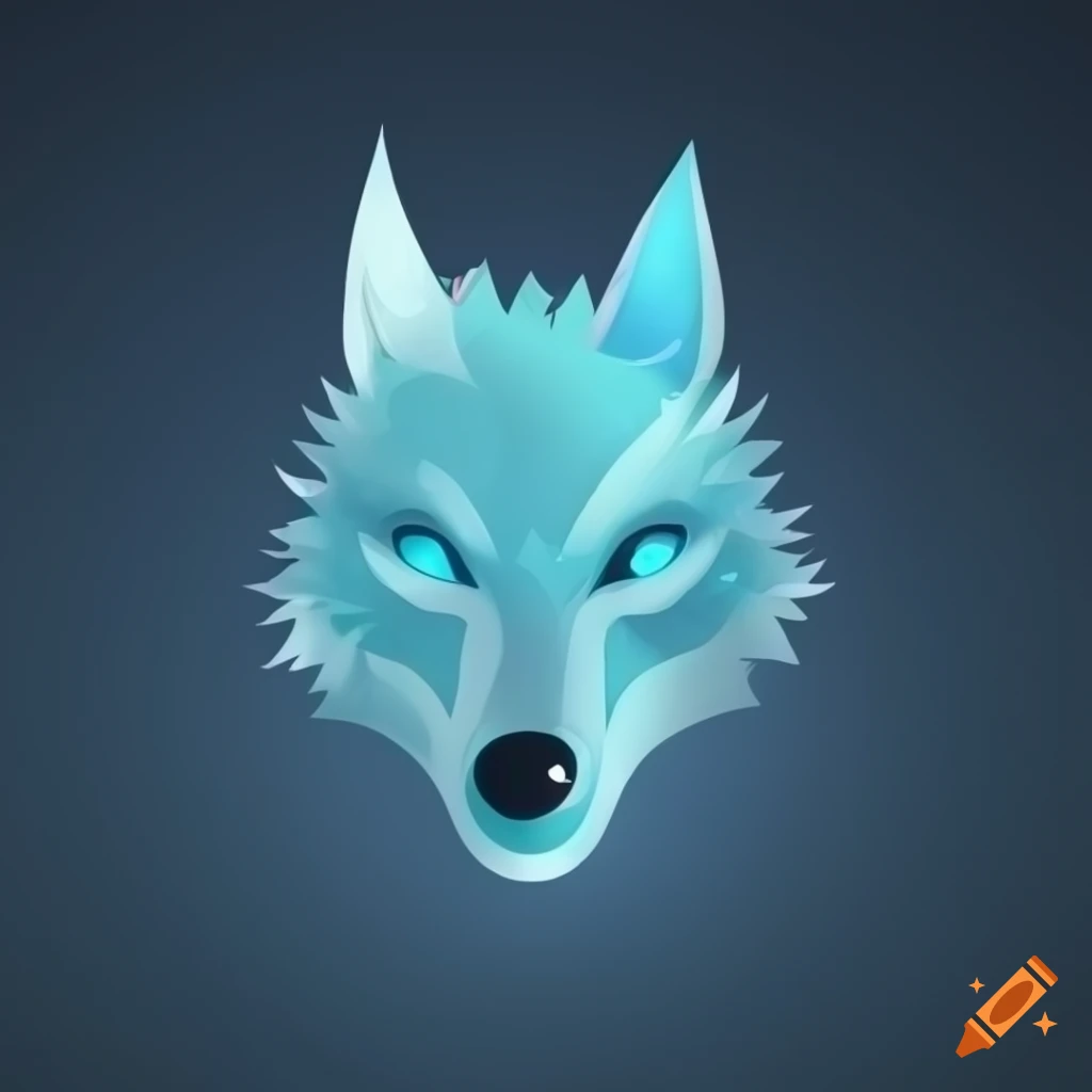 Minimalist anime wolf mask with crystal ice effect on Craiyon