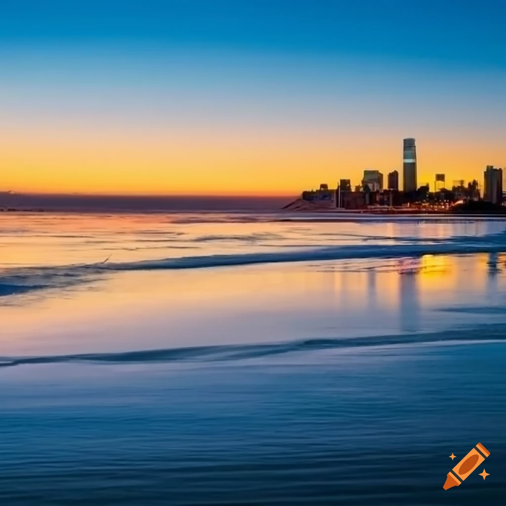 Perth beach with skyline in the background on Craiyon