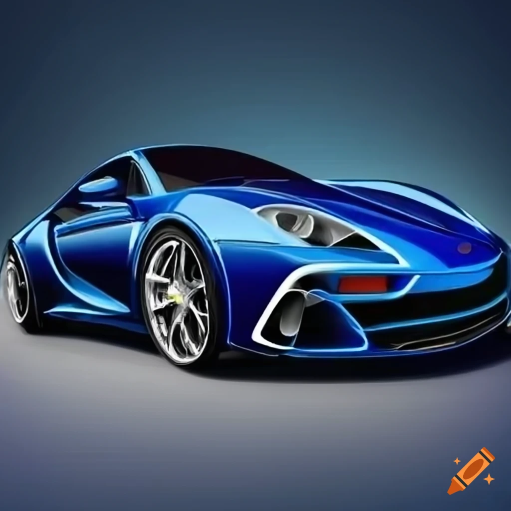 Fast blue sports car illustration with sleek design on Craiyon