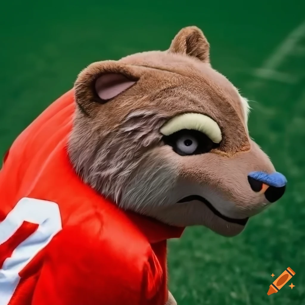 Detailed close-up of fossa mascot costume with sports jersey at school ...
