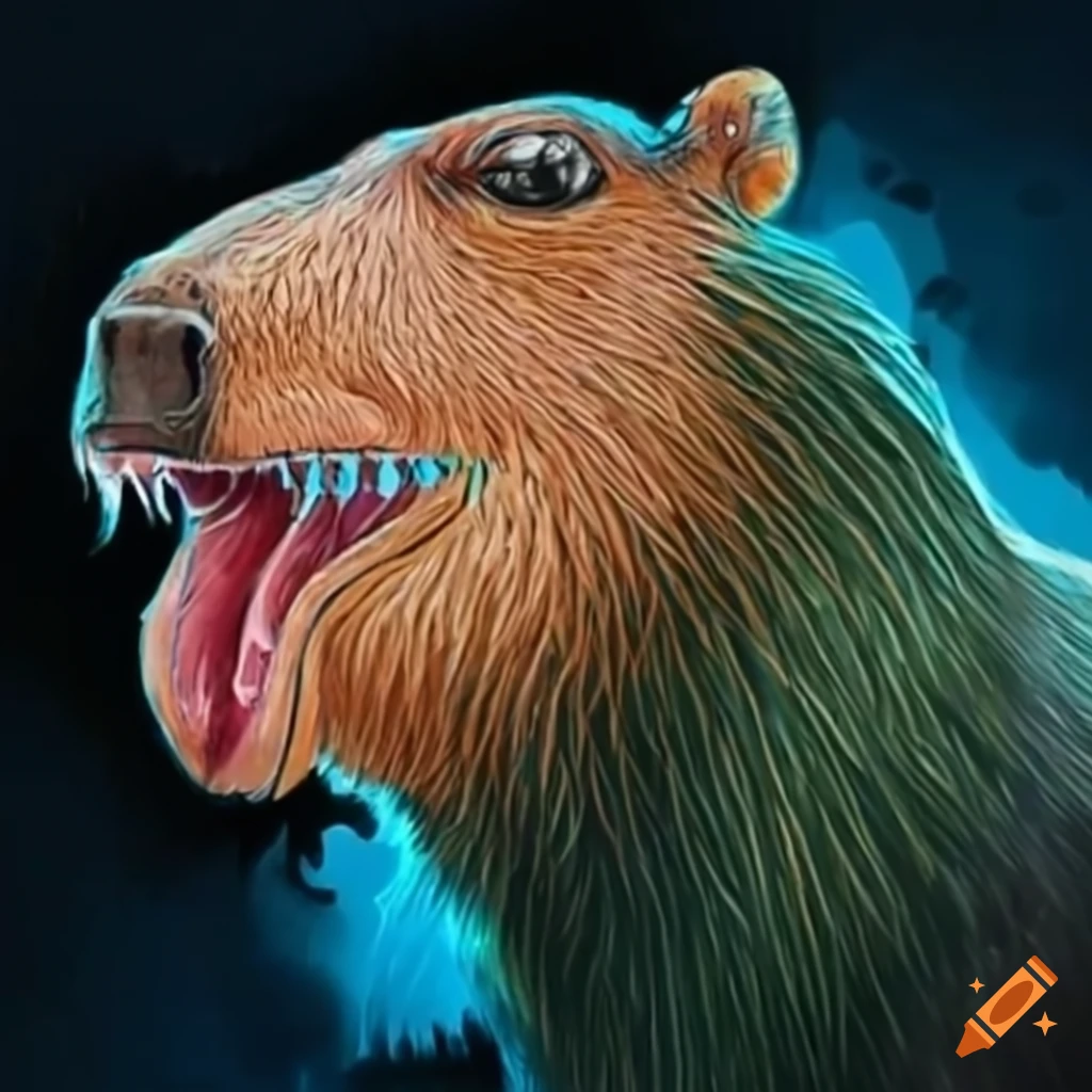 Hybrid of capybara and pepe the frog technical drawing on Craiyon