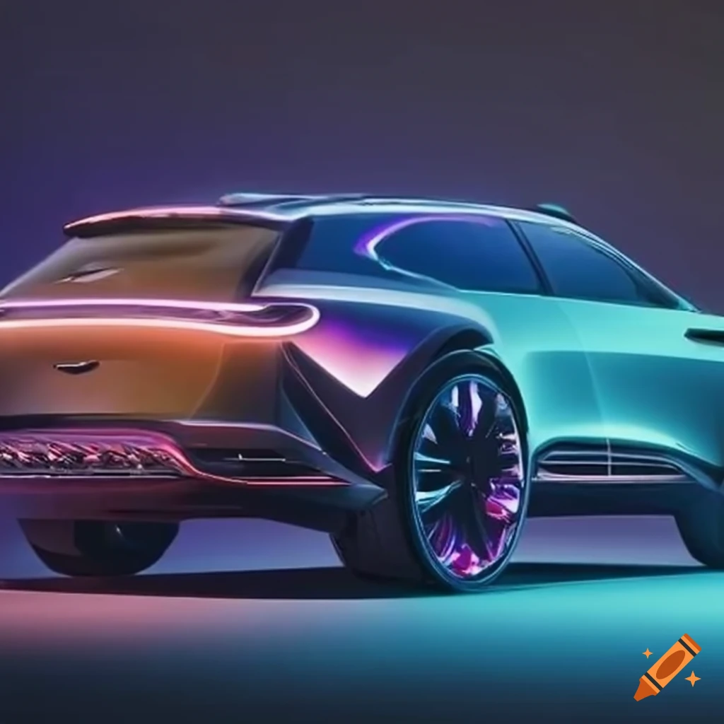 Futuristic hybrid suv with unique holographic lighting system on Craiyon
