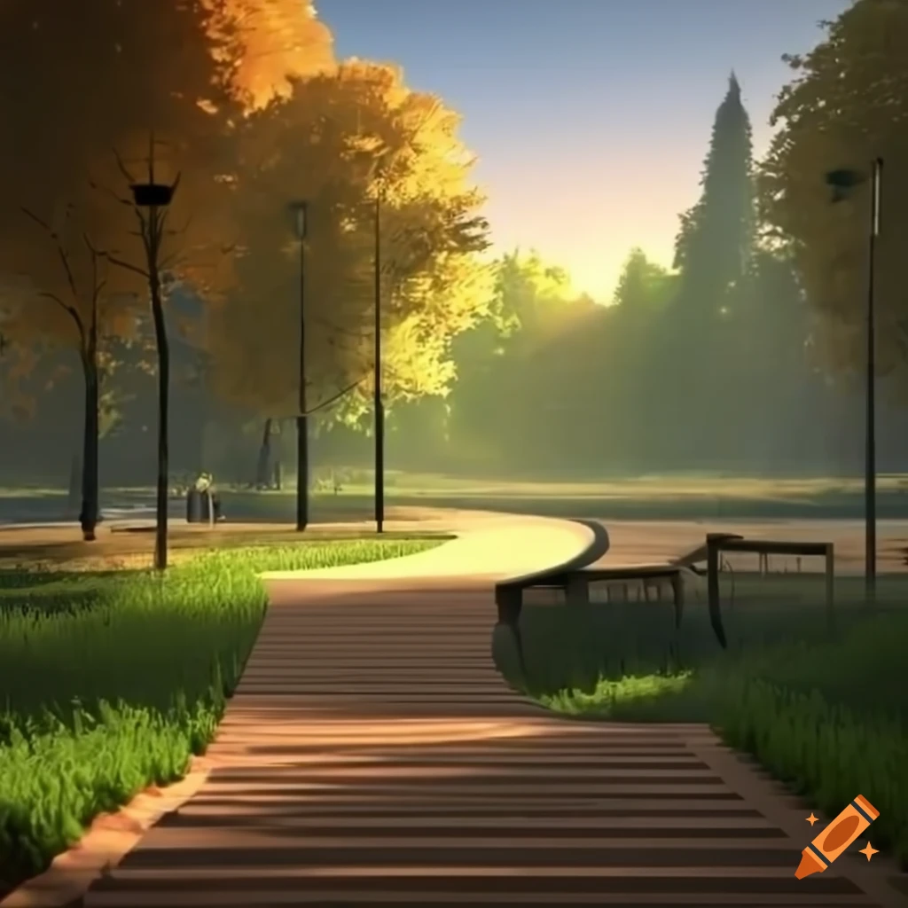 Render of a park on Craiyon