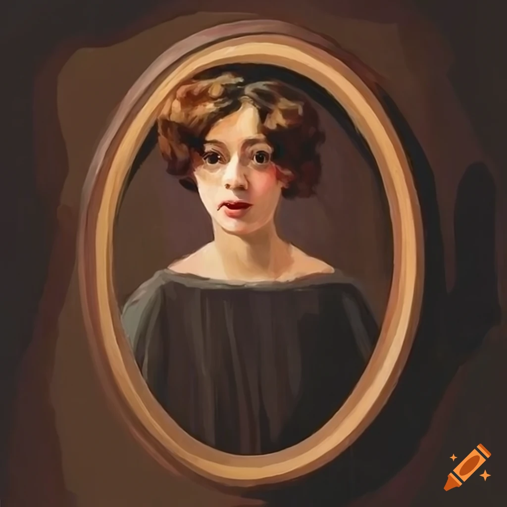 Portrait painting in a 1920s theatre set design frame on Craiyon