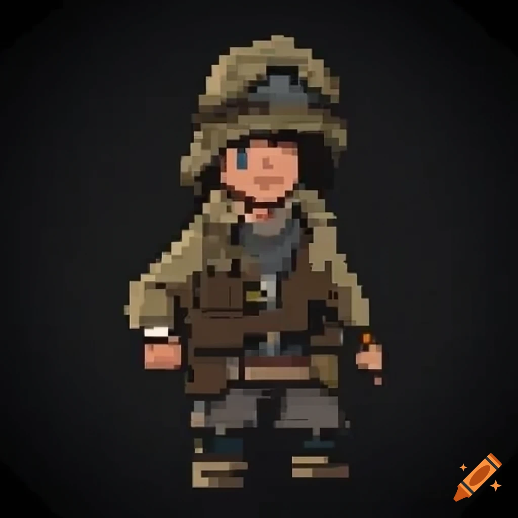 Pixel post-apocalypse survivor character on Craiyon