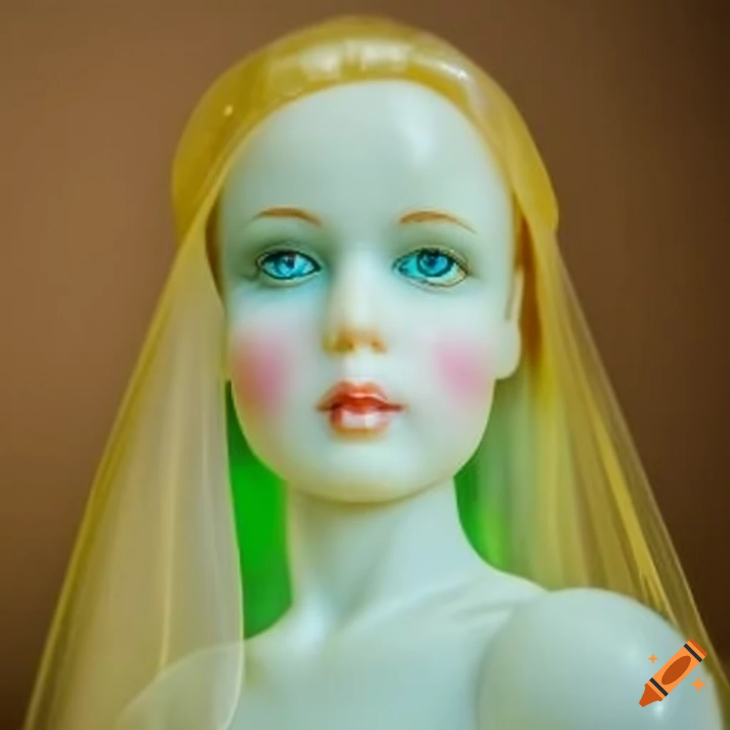 Clear plastic pastel art deco doll on Craiyon