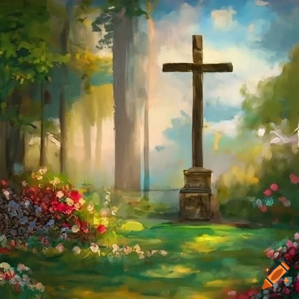 Cross With Beautiful Garden