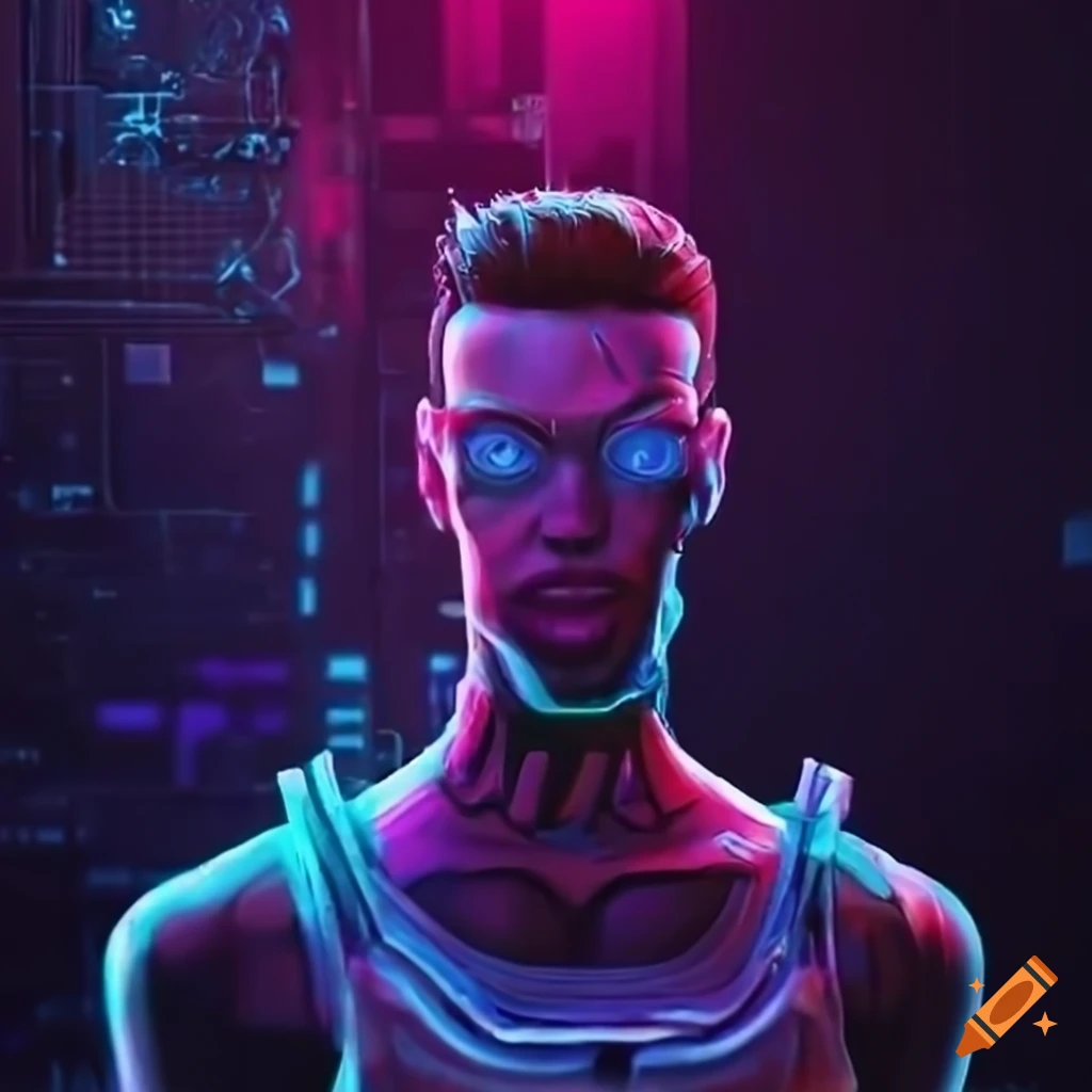Neon computer game hero character on Craiyon