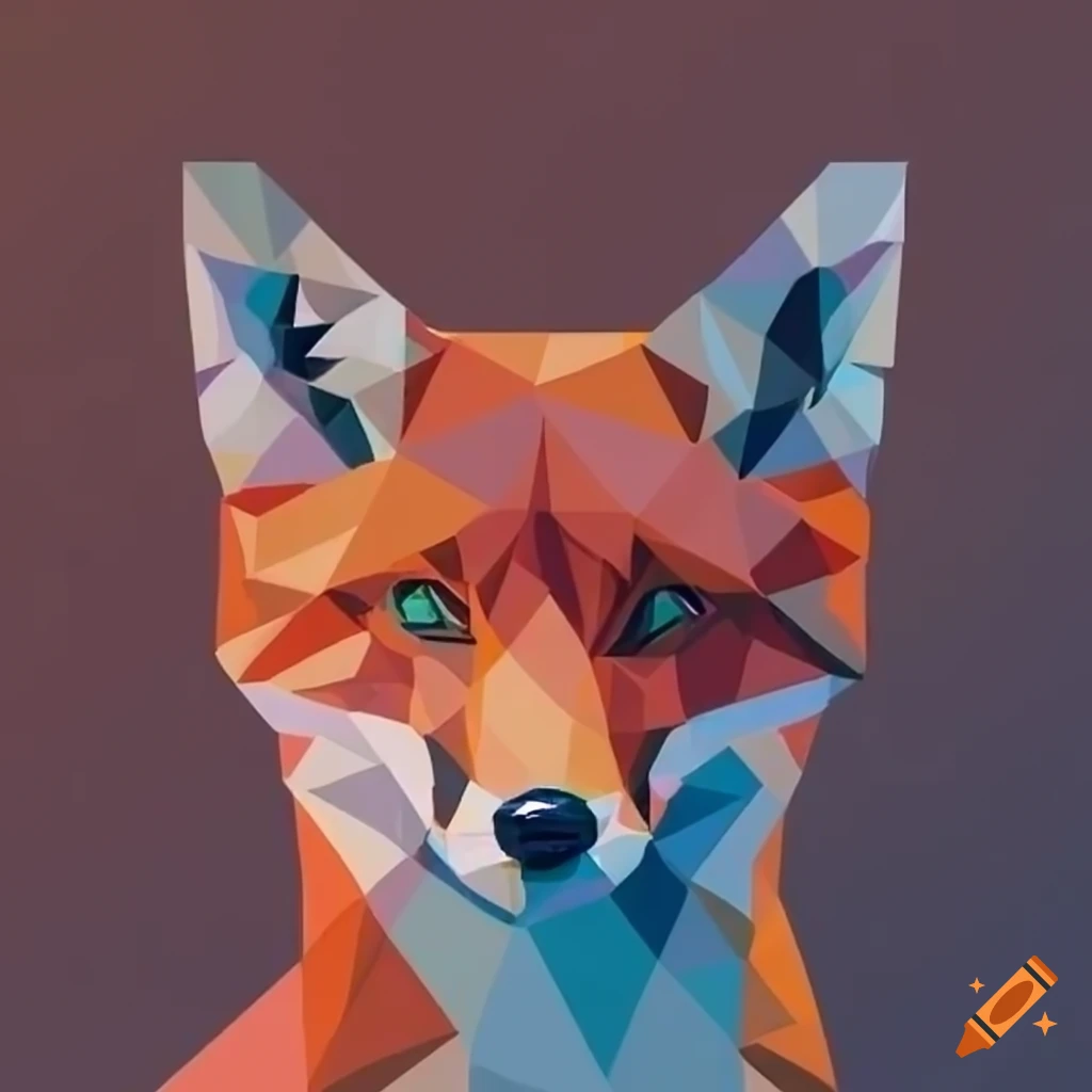Polygon art wild red fox logo on Craiyon