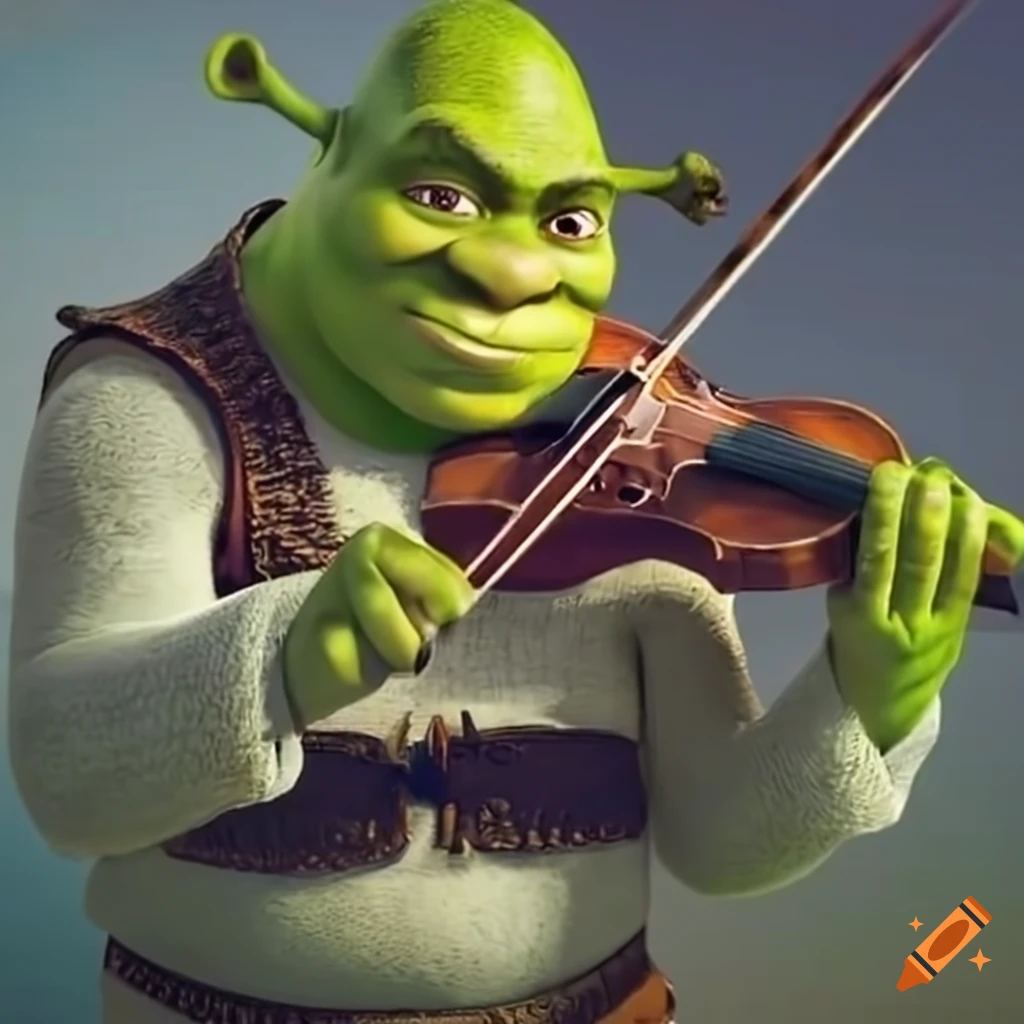 Shrek playing violin on Craiyon