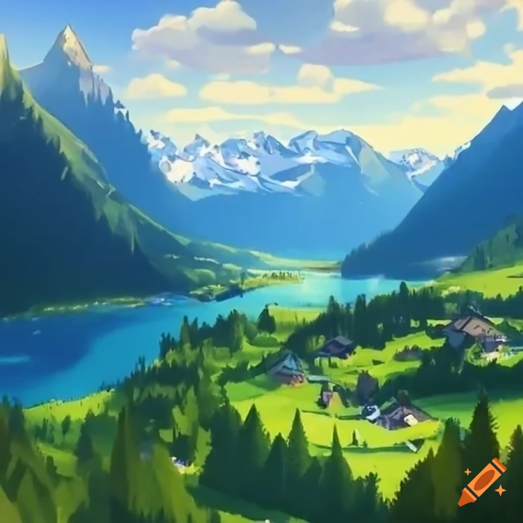 May landscape in switzerland on Craiyon