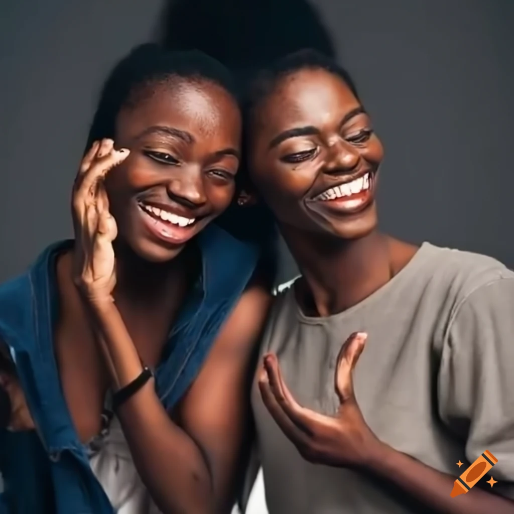 Two smiling friends giving compliments to each other on Craiyon