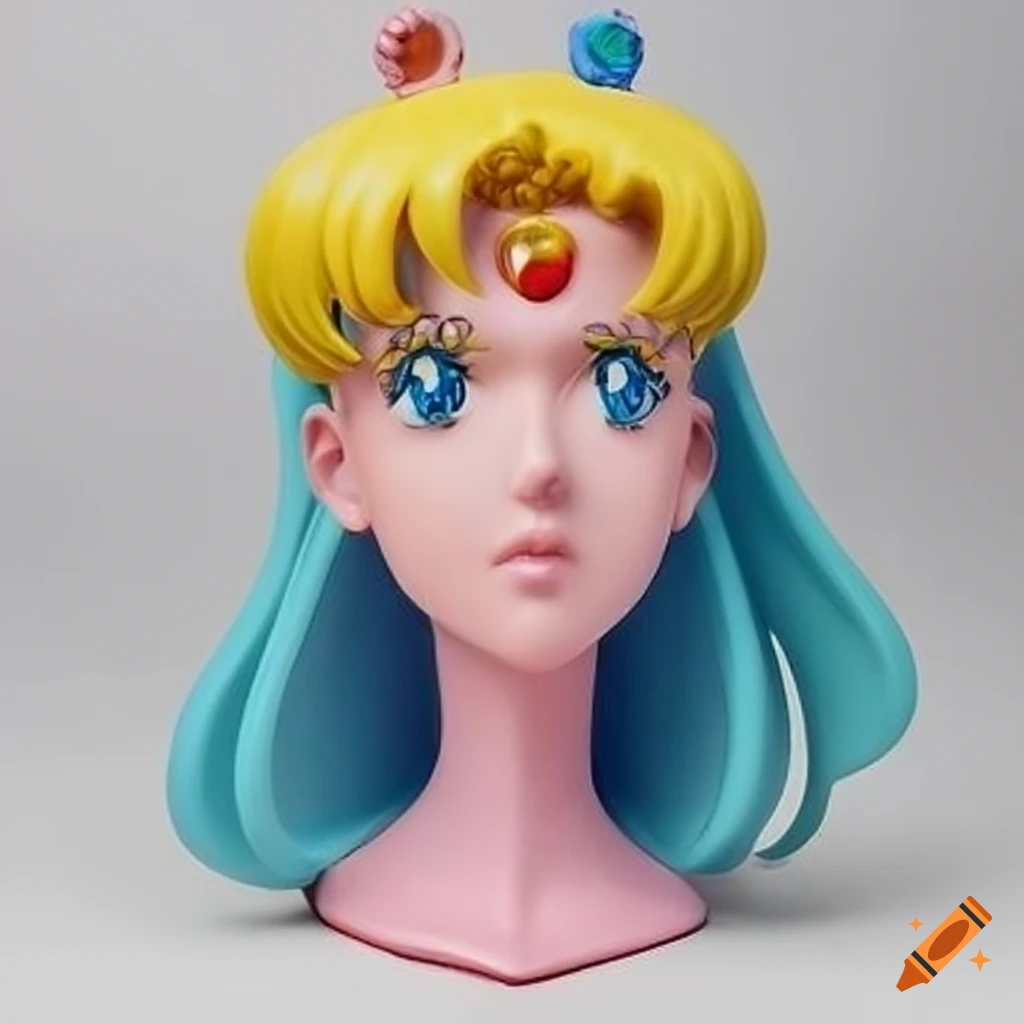Pastel neo classical plastic bust of sailor moon on Craiyon