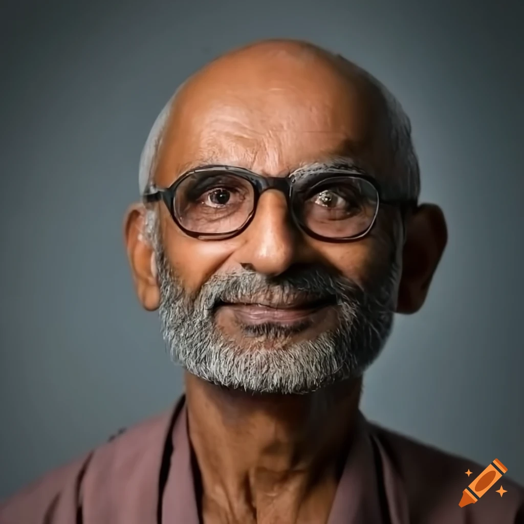 Smiling 50 year old pakistani man with glasses and balding scalp on Craiyon