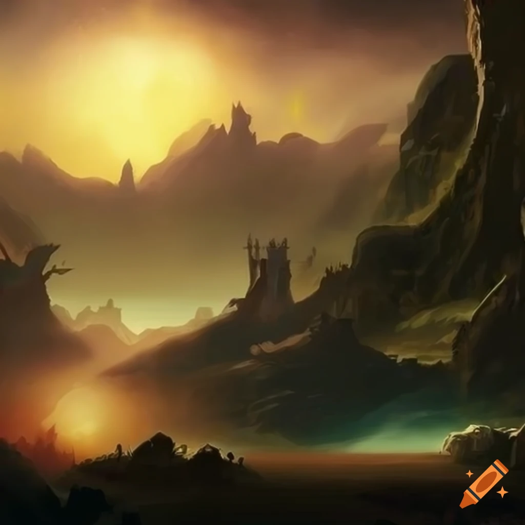 Set of hd fantasy art landscapes on Craiyon