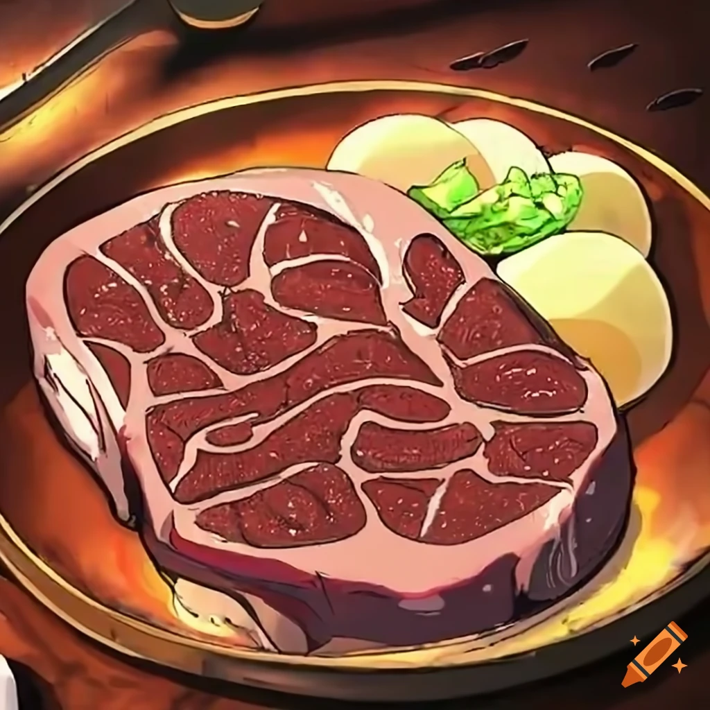 Anime-style perfect steak on Craiyon