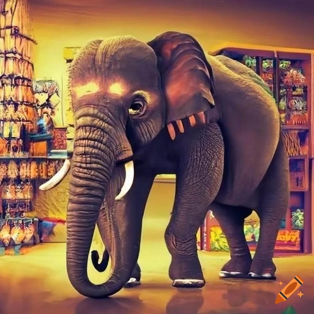 Real elephant in a store on Craiyon