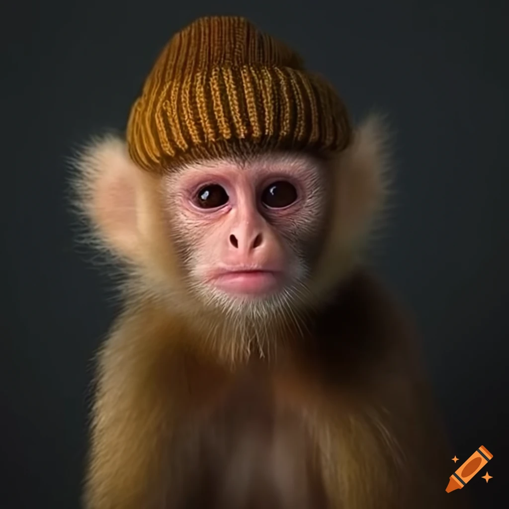 Capuchin monkey wearing a beanie on Craiyon