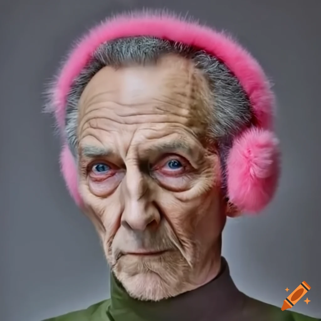 Grand moff tarkin wearing pink earmuffs on Craiyon