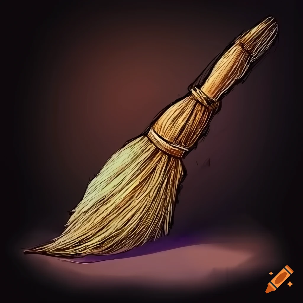 Illuminated style drawing of a broomstick with a hogwarts theme on Craiyon