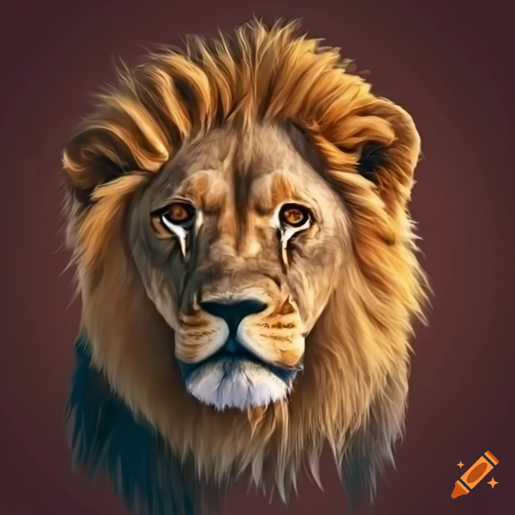 Lion's head in a digital art style on Craiyon