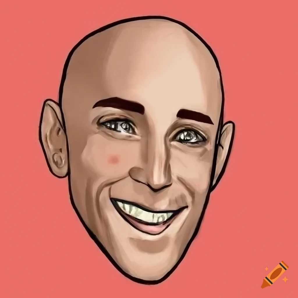 Drawing of a bald programmer in a humorous scene on Craiyon