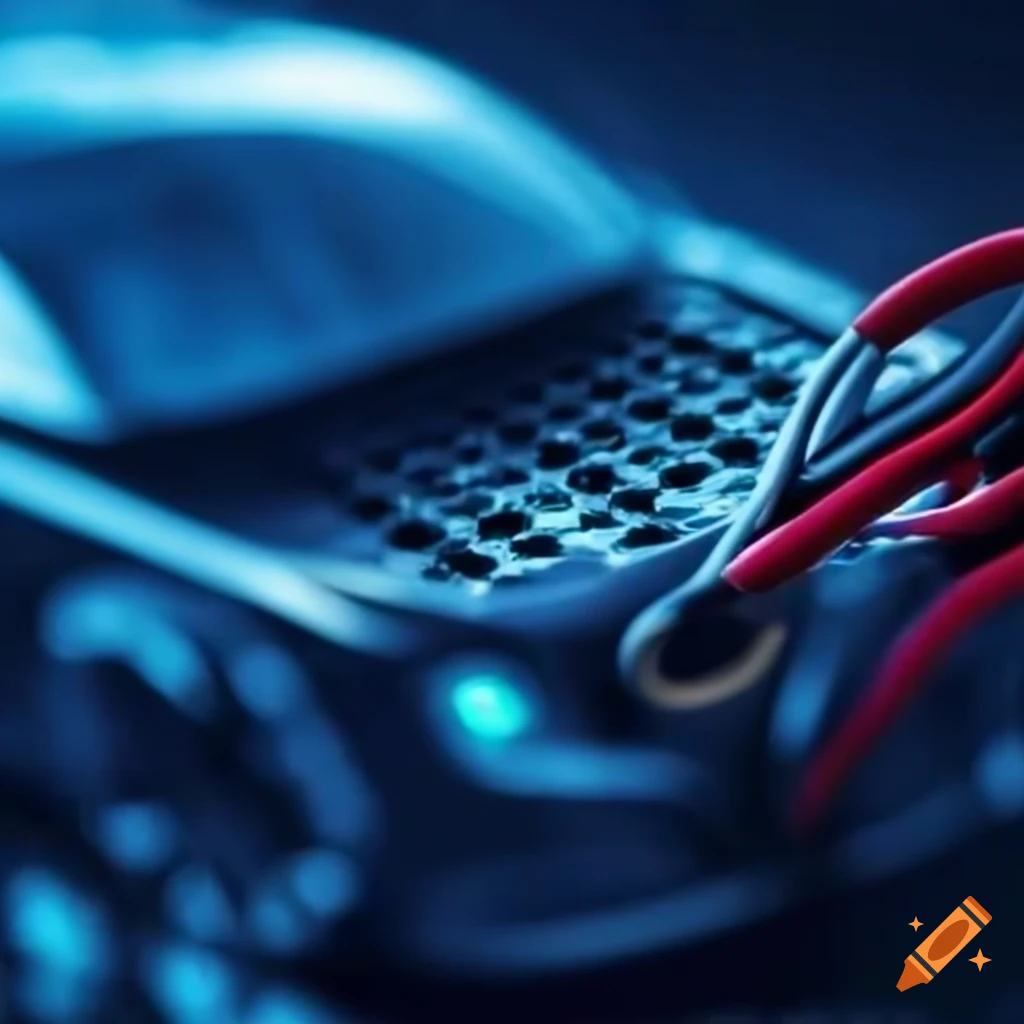 Future car product background with high-efficiency electrical wiring on ...