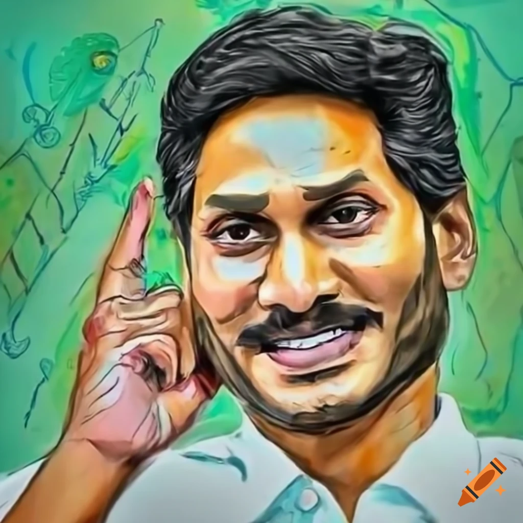Sketch of smiling ys jagan mohan reddy as a peace-loving ai on Craiyon