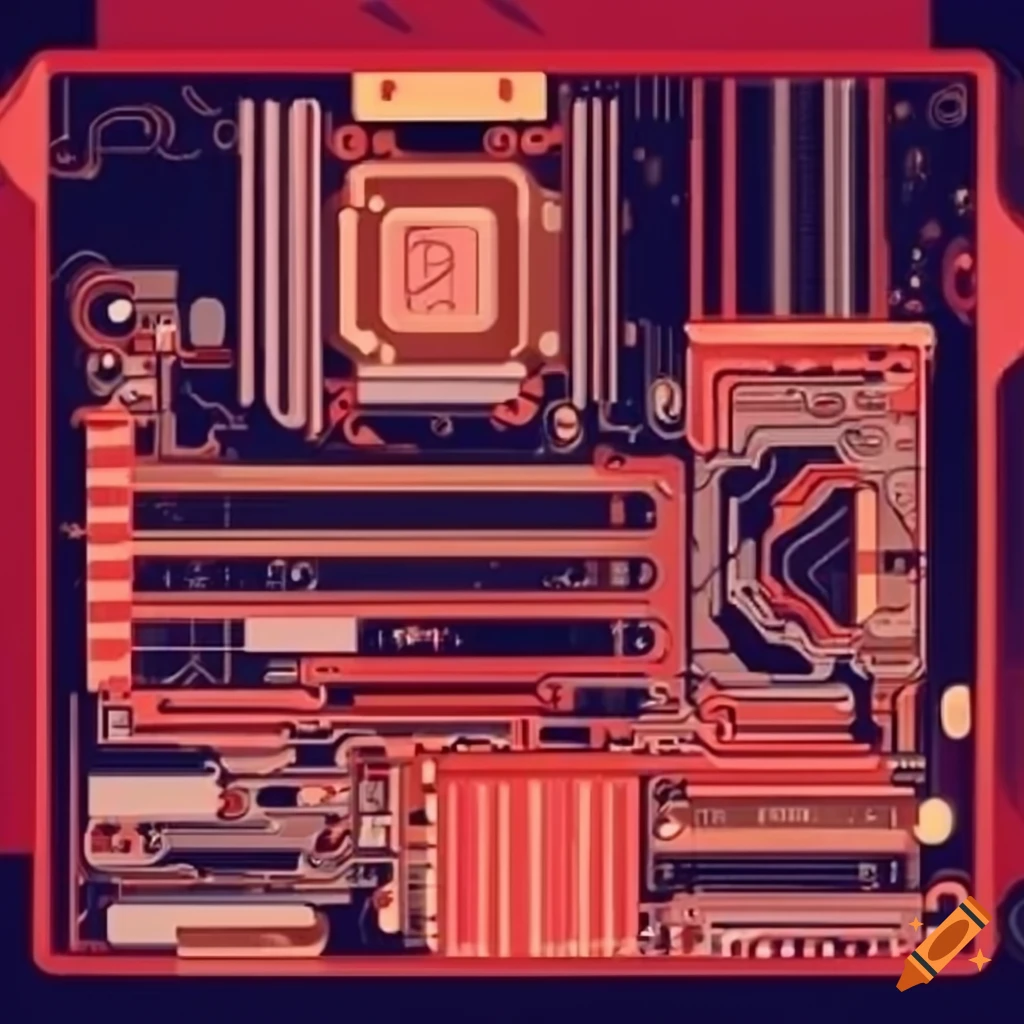 Vintage motherboard diagram on Craiyon