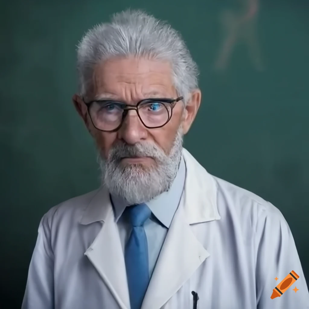 Distinguished man with silver hair and glasses standing in front of a ...