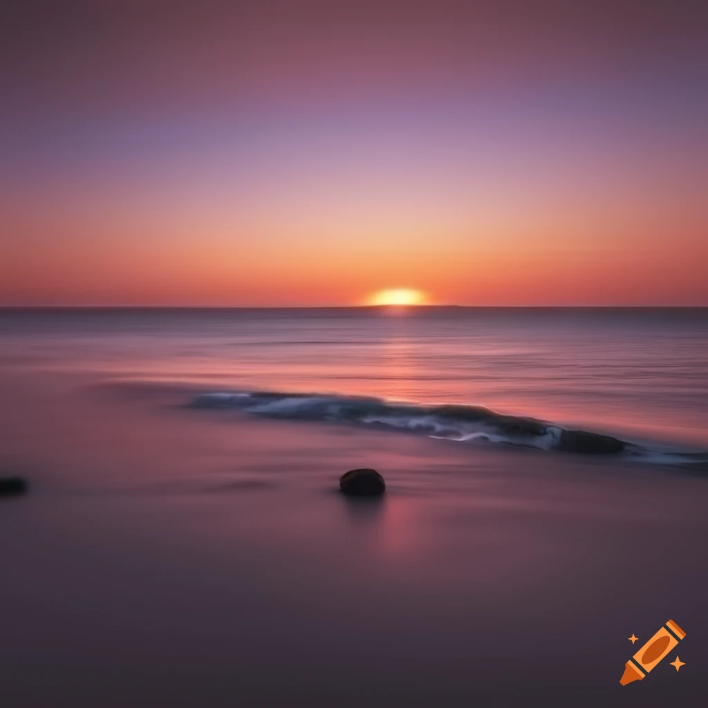 Warm sunset at the beach with fine detail in 8k hdr and film grain ...
