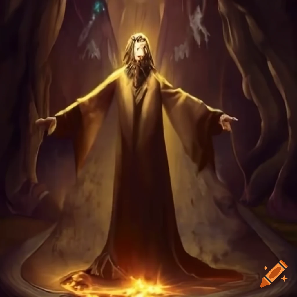 Levitating wizard in a magical setting on Craiyon