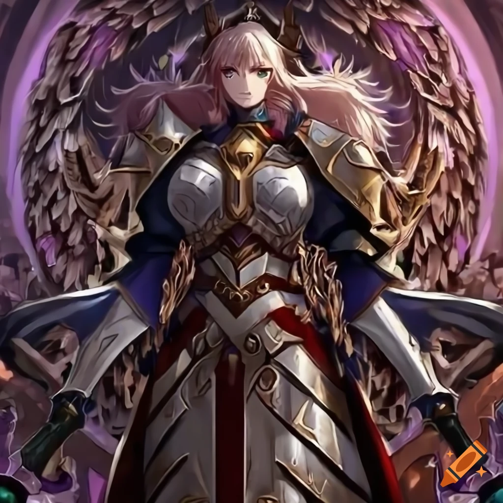 Anime ruler archangel warmaster in armor priest and holy soldier ...