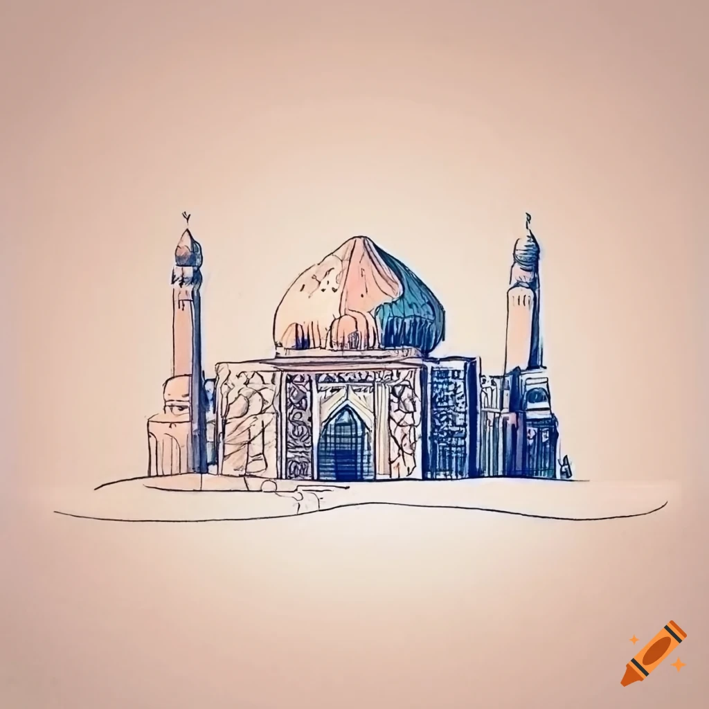Persian architecture sketch in line art style on Craiyon