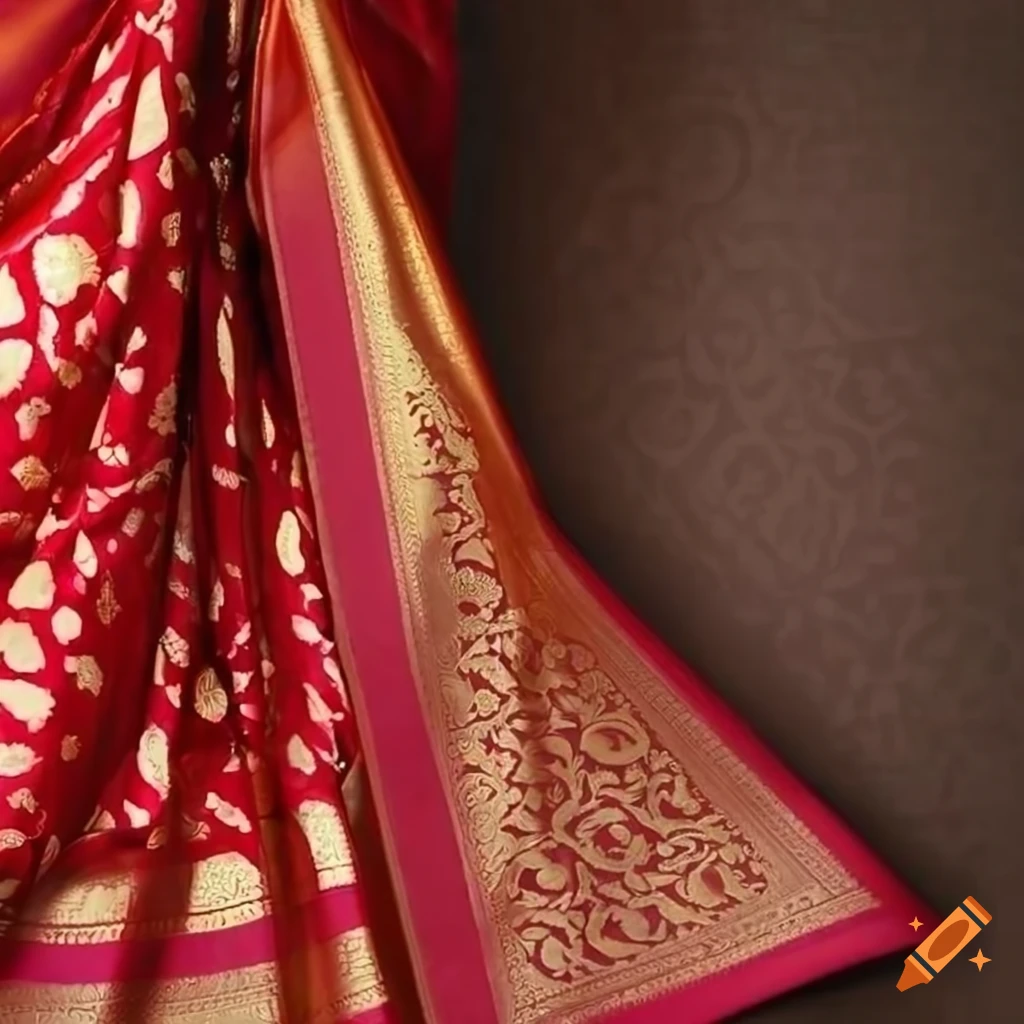 Red banarasi silk saree motif on Craiyon