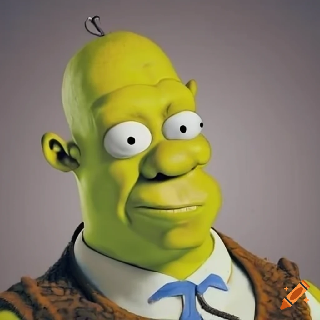 Depiction of shrek and homer simpson in a humorous scene on Craiyon