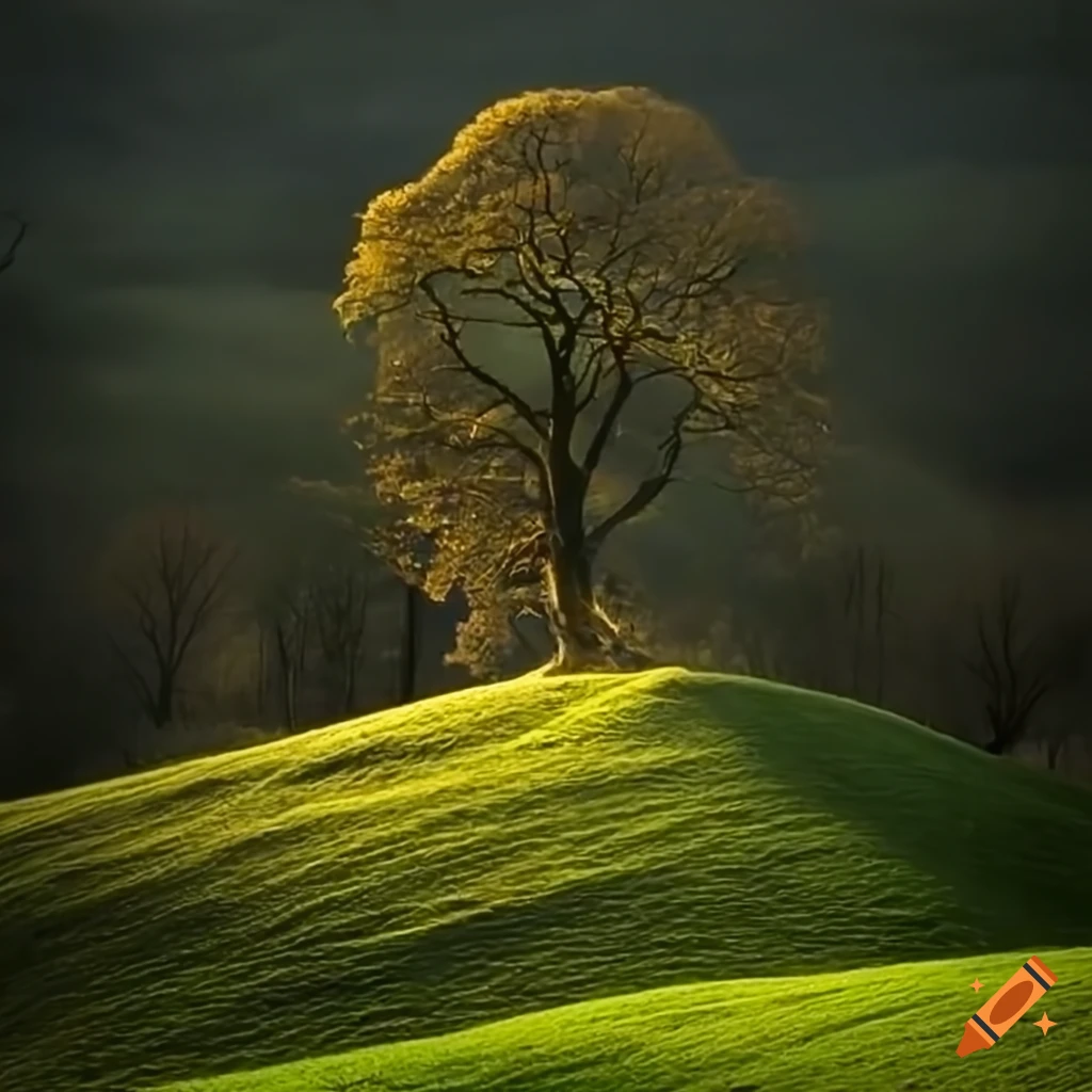 Tree on a hill on Craiyon