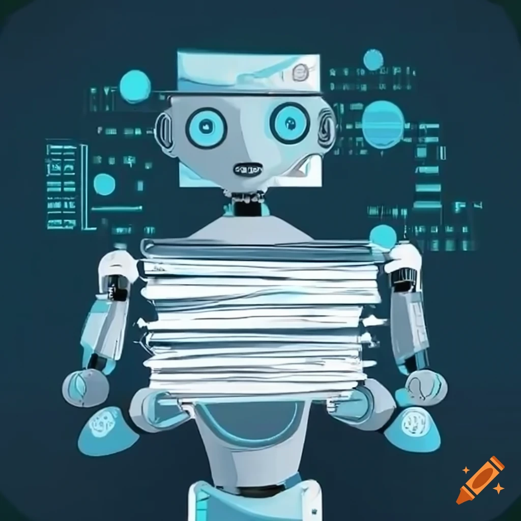 Robot converting documents into digital data on Craiyon