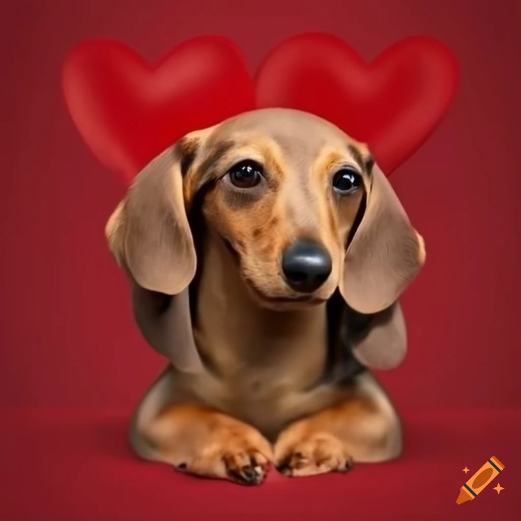 Tan dachshund in a heart-shaped frame on Craiyon