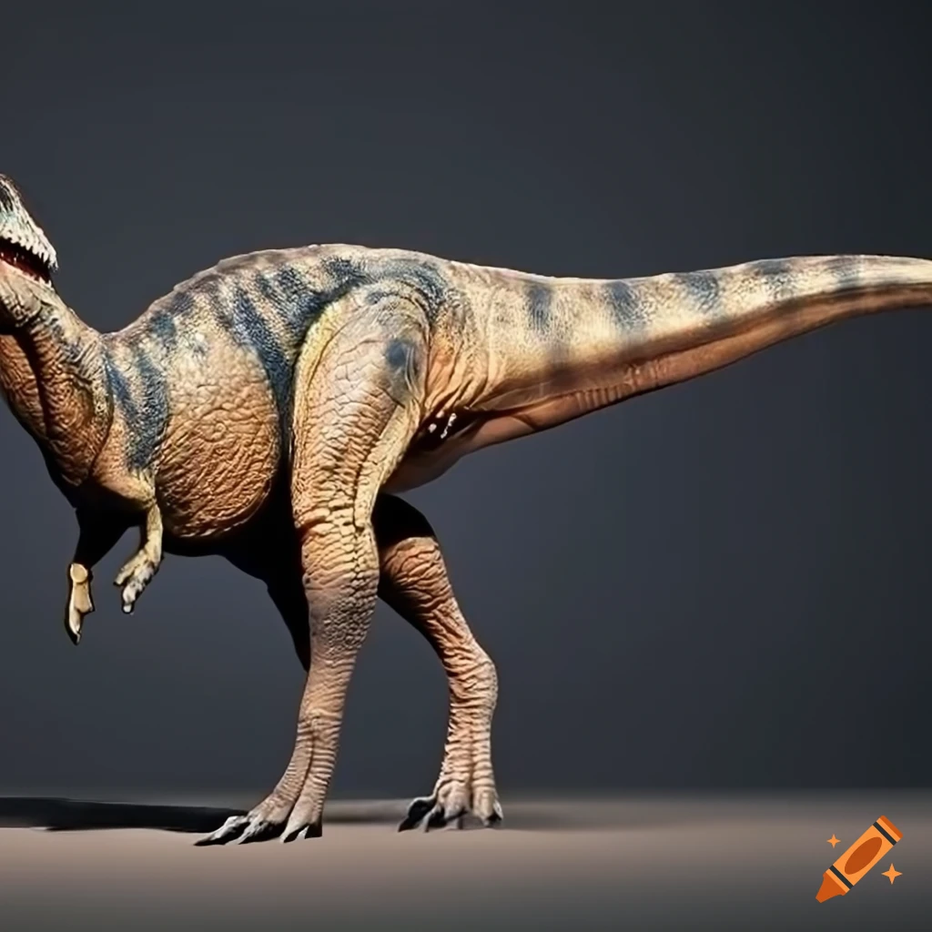 Full body illustration of an allosaurus dinosaur on Craiyon