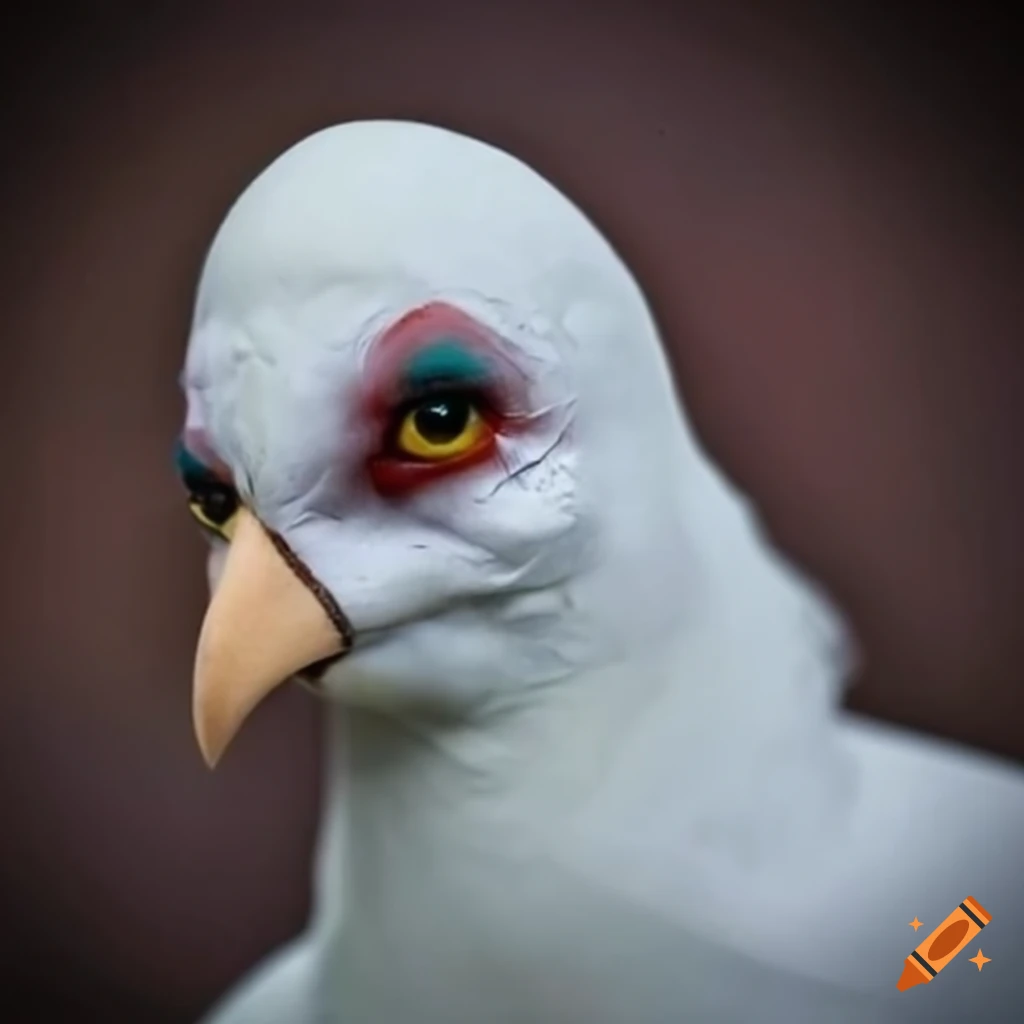 Creative depiction of a white bird with joker makeup by an artist on ...