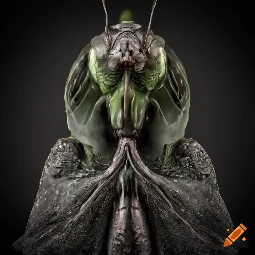 Insectoid humanoid priest standing elegantly against a dark background ...