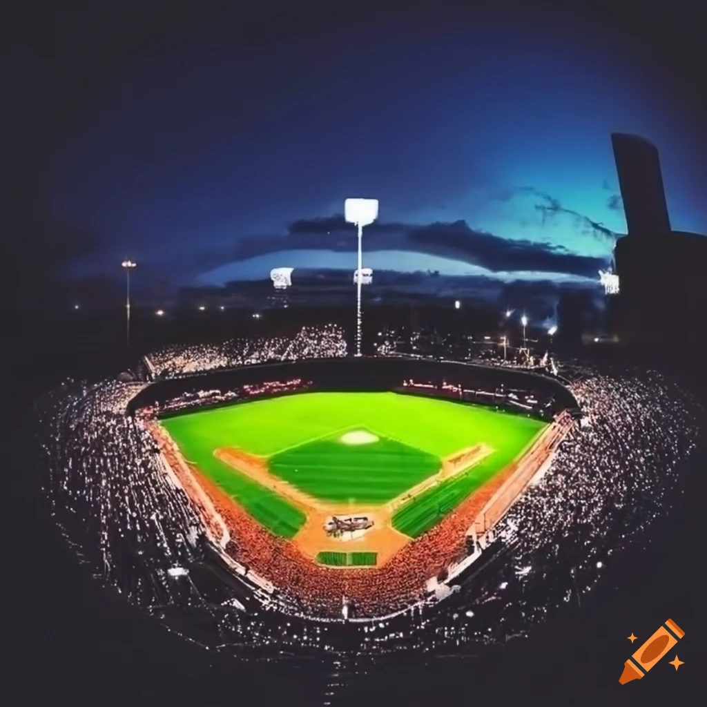 Night view of a baseball stadium on Craiyon