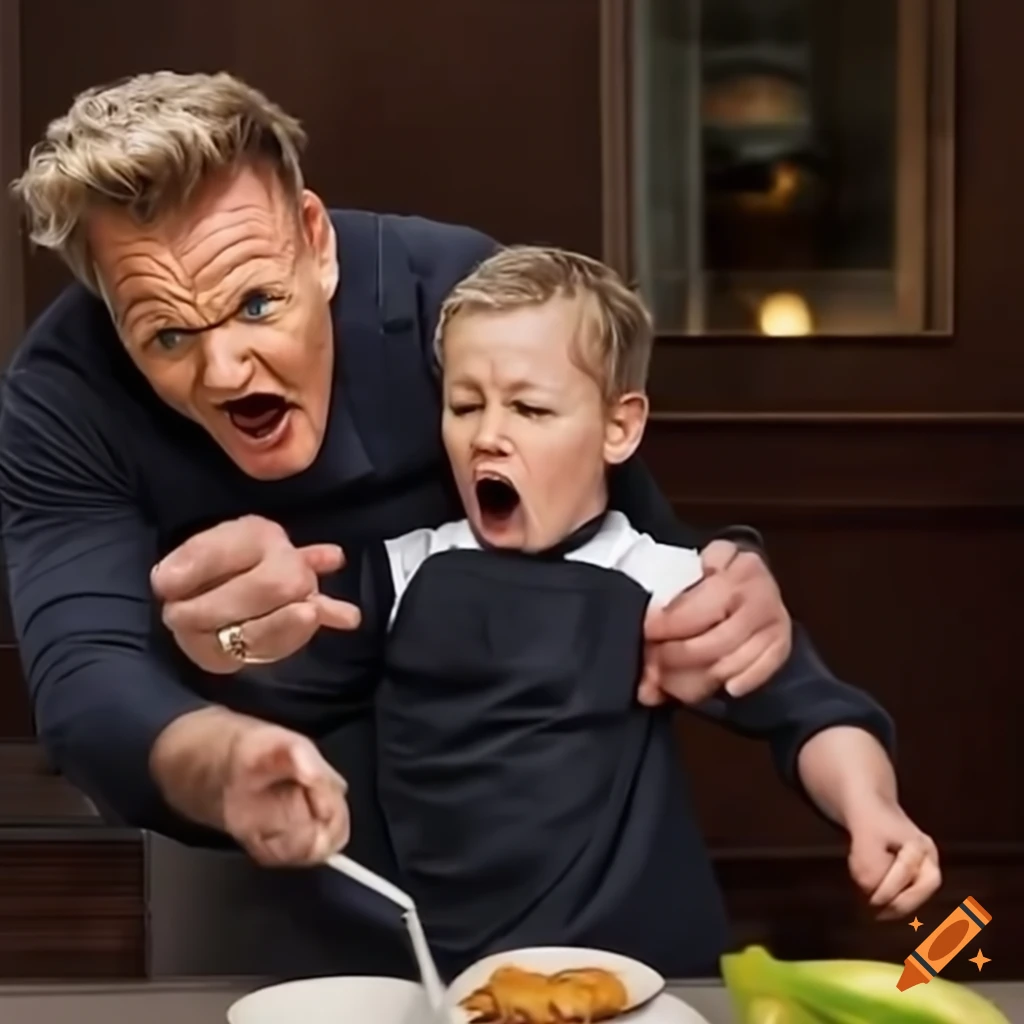Chef gordon ramsay yelling at a kid on Craiyon