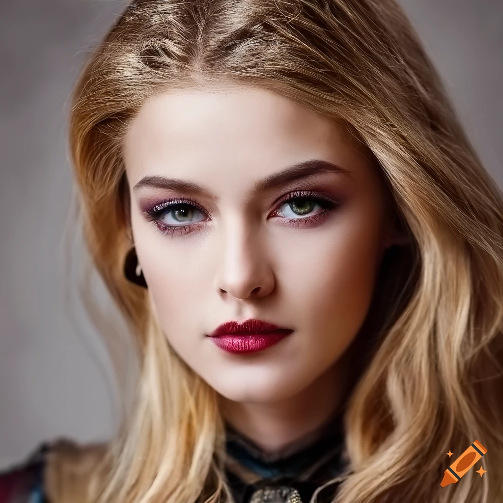 Exotic high fashion portrait of a young female with an extravagant ...