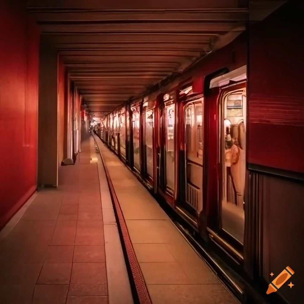 Interior of belleview red line train subway station on Craiyon