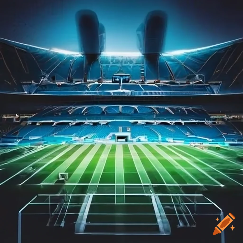 Football stadium with an electric semi-truck on Craiyon